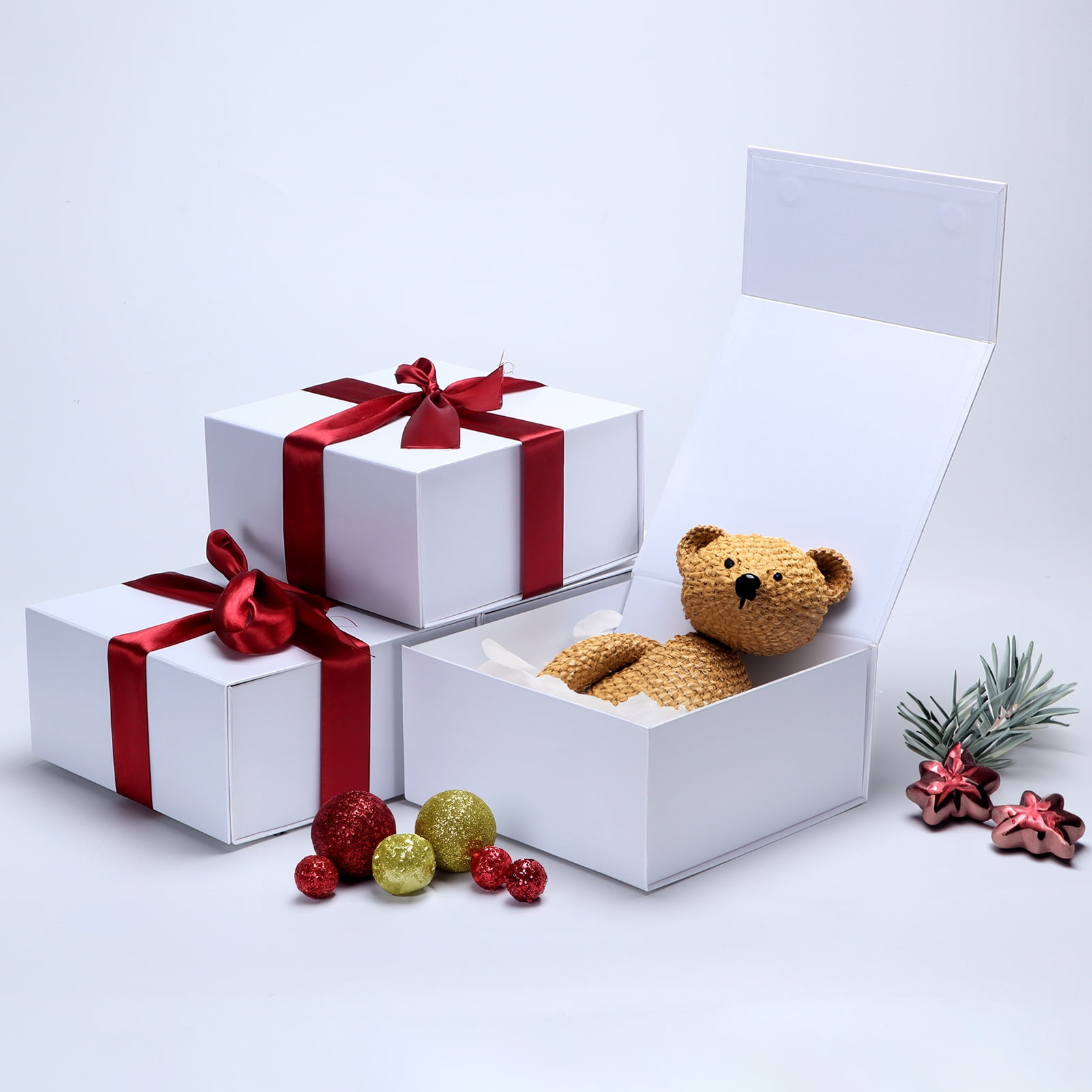 HORLIMER 12x8x4 Magnetic Gift Boxes Set of 4, White Large Gift Box with ...