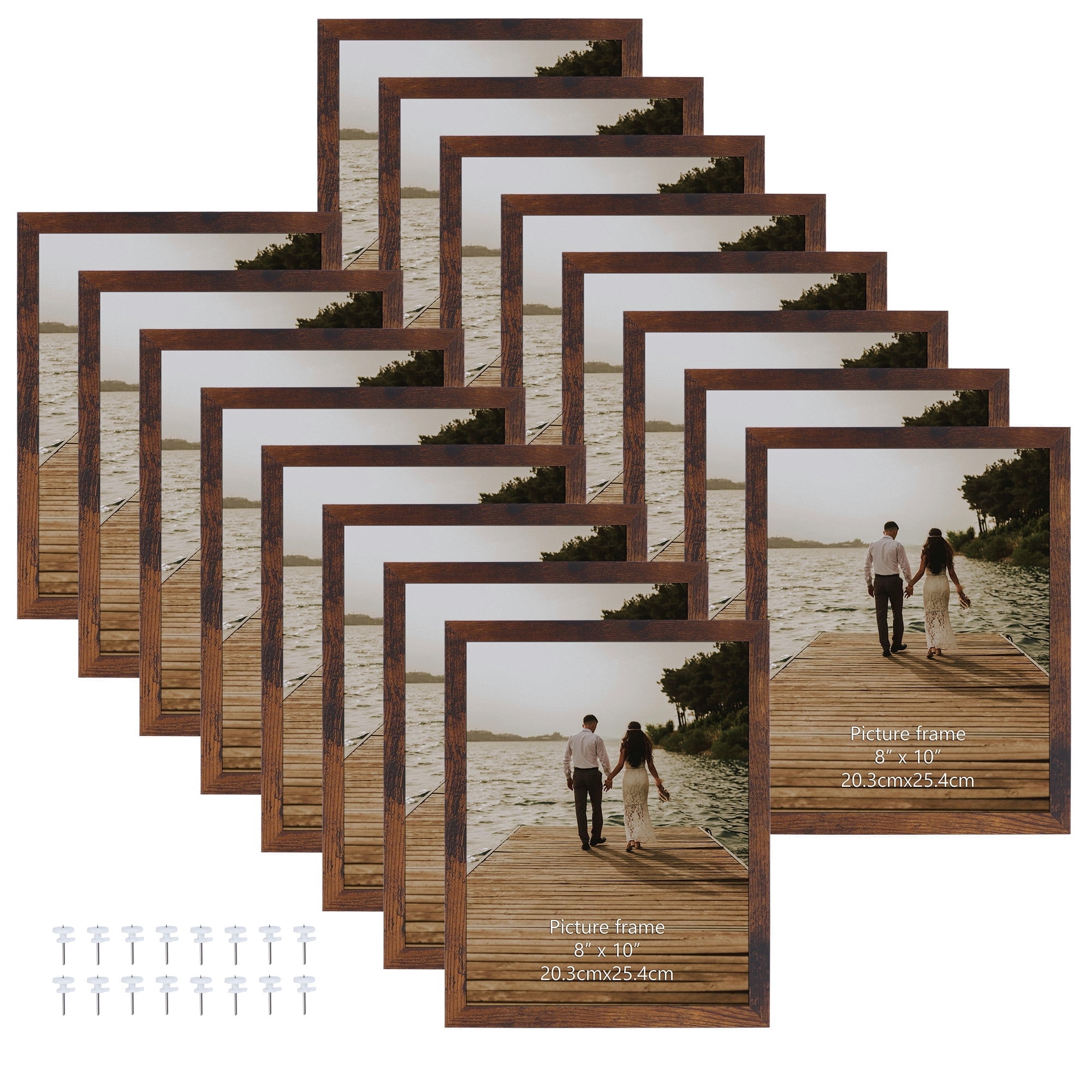 15 Pack Rustic 8x10 Gallery Picture Frames, Wall and Tabletop Display ...