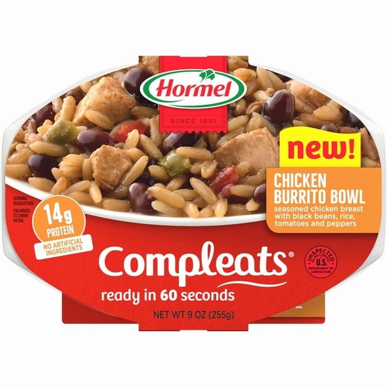 HORMEL COMPLEATS Chicken Burrito Bowl 9 oz Plastic Microwaveable Tray ...