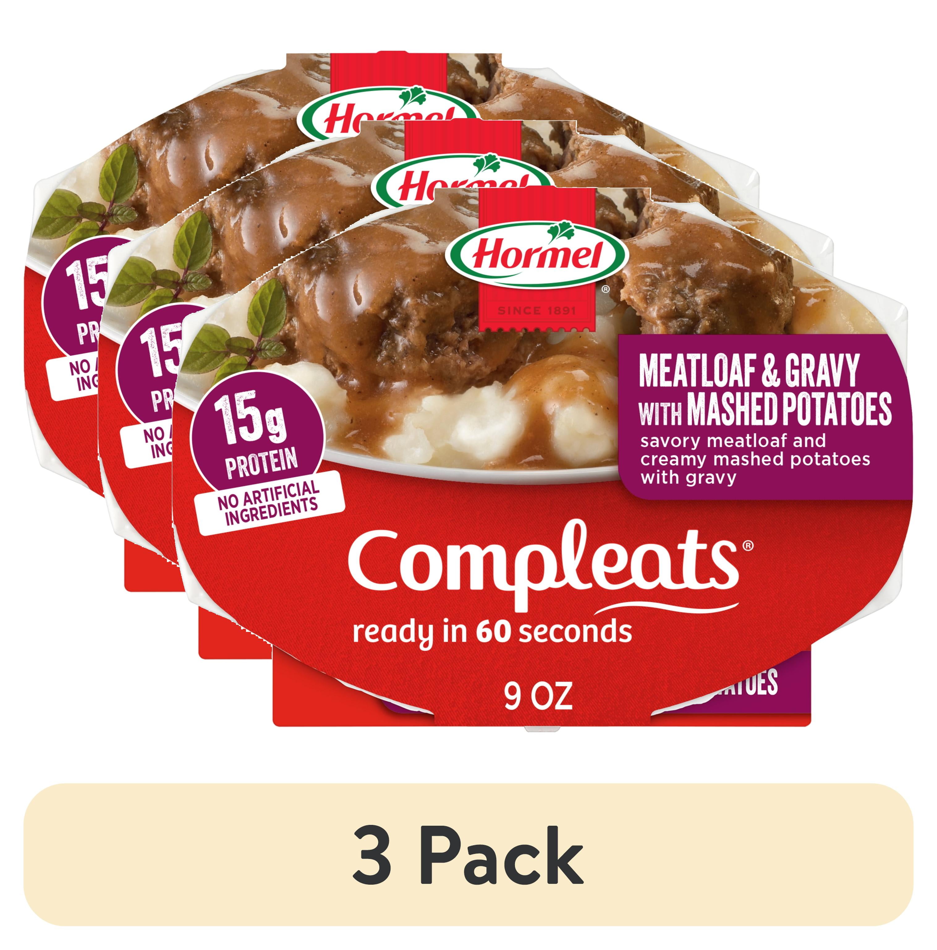 (3 pack) HORMEL COMPLEATS Meatloaf & Gravy with Mashed Potatoes, Shelf ...