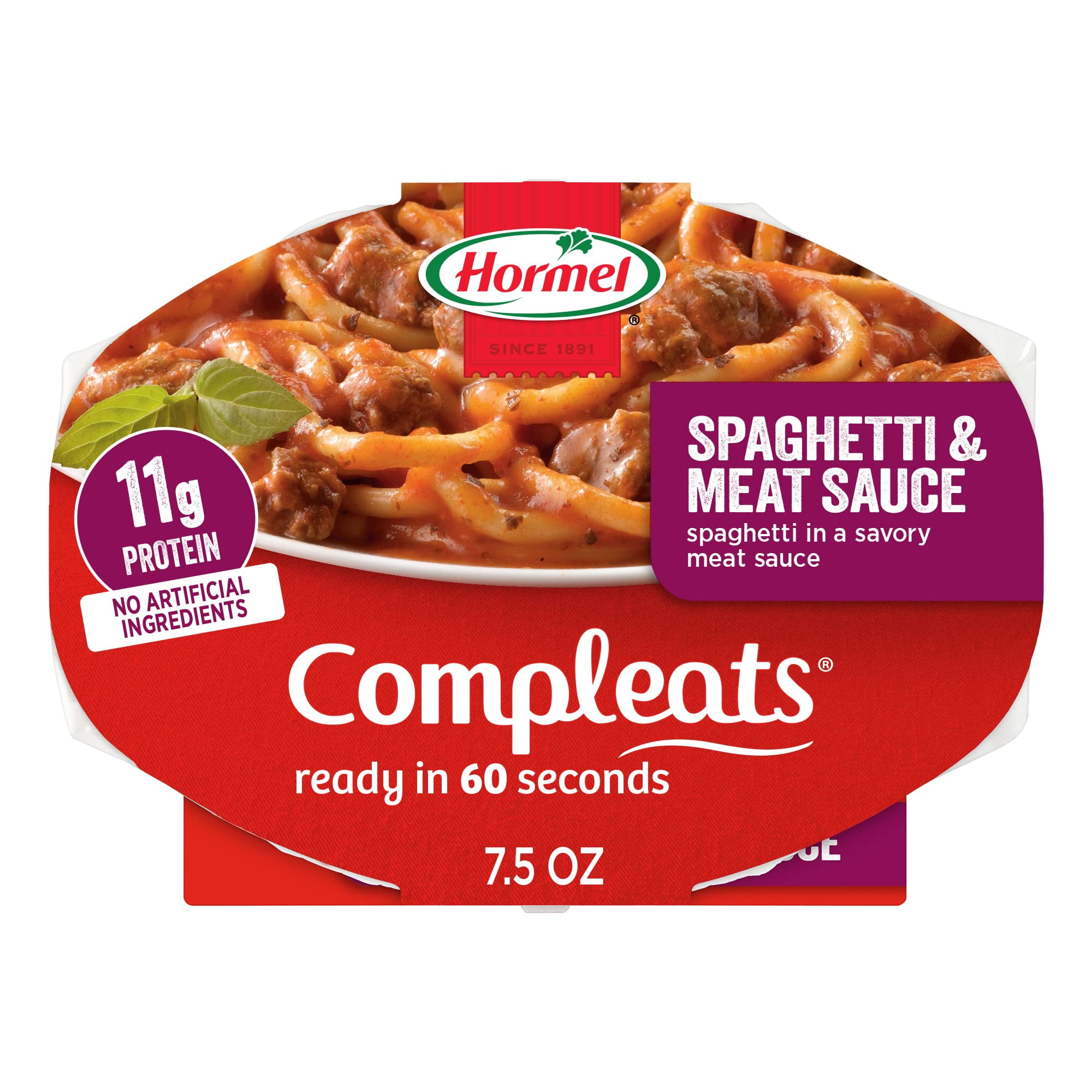HORMEL COMPLEATS Spaghetti & HHA1 Meat Sauce Microwave Tray, 7.5 oz. (7 ...
