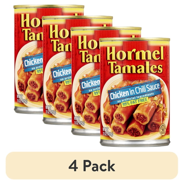 (4 pack) HORMEL Chicken Tamales, Shelf-Stable, 15 oz Steel Can ...
