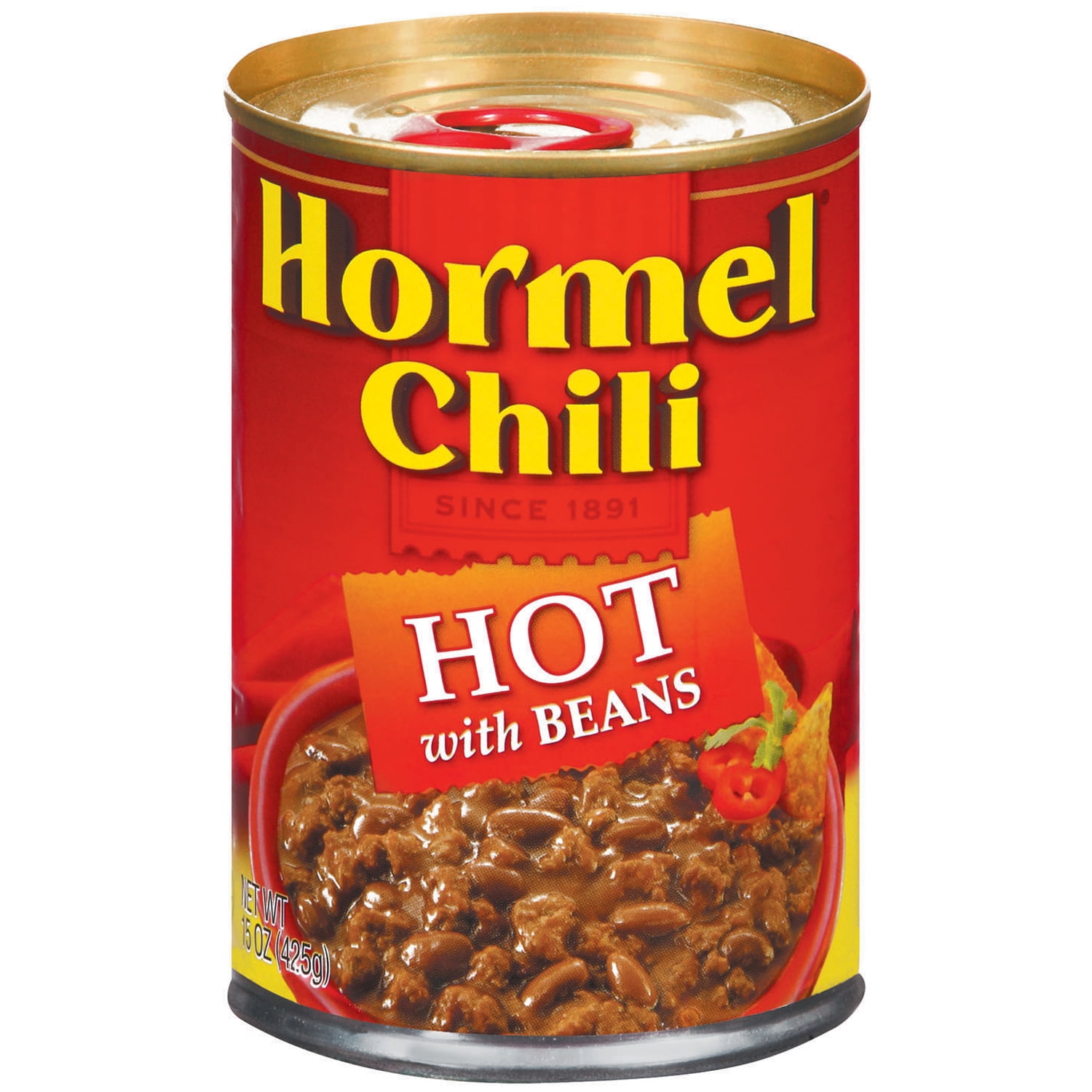 HORMEL Chili Hot with Beans, No Artificial Ingredients, Steel Can 15 oz ...