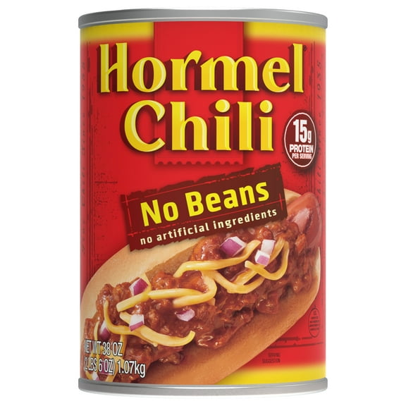 HORMEL Chili No Beans Canned Chili, Shelf-Stable, 38 oz Steel Can