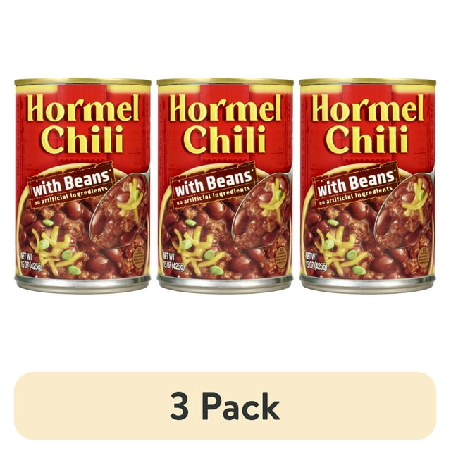 (3 pack) HORMEL Chili with Beans, No Artificial Ingredients, 15 Oz ...