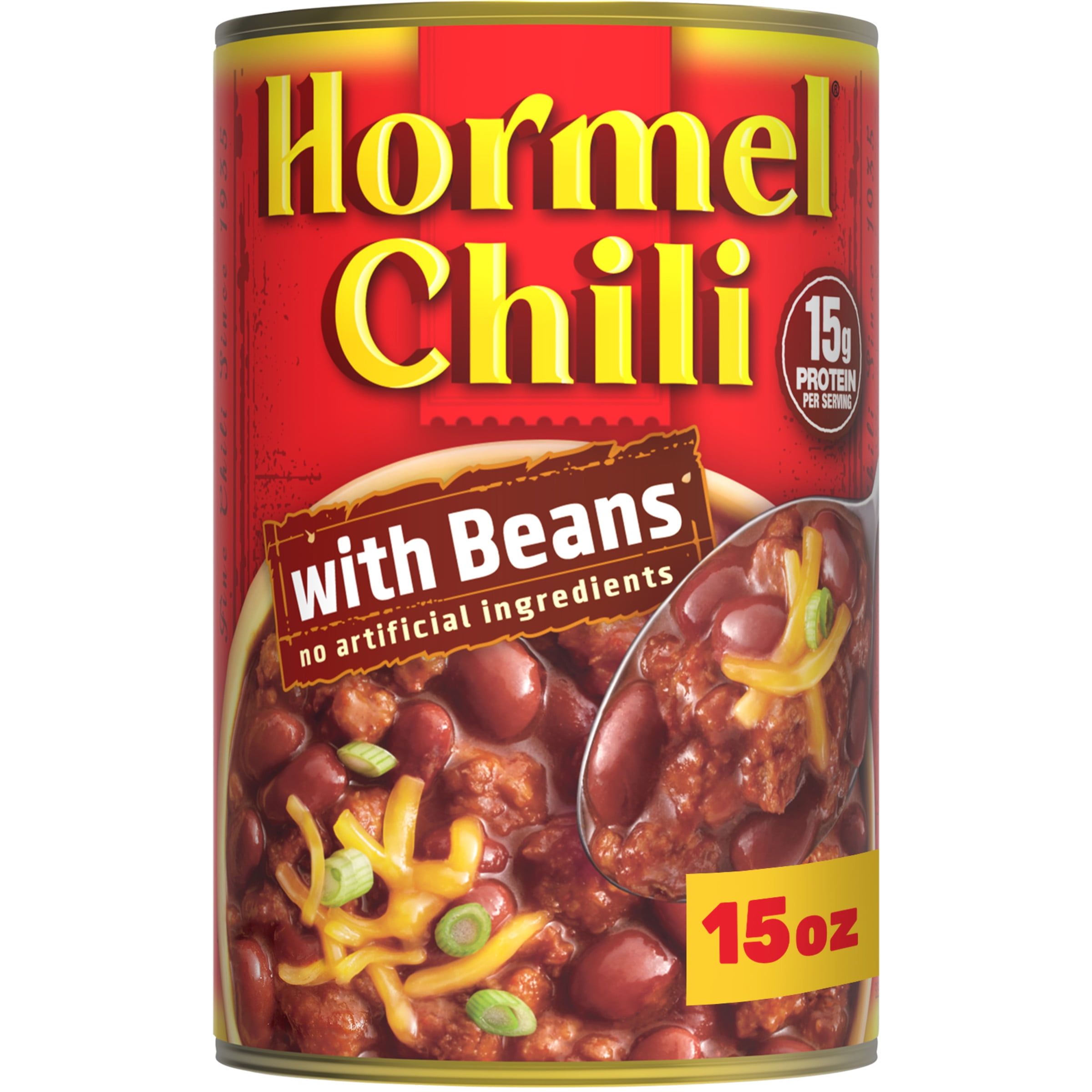 HORMEL Chili with Beans, No Artificial Ingredients, 15 oz Steel Can ...