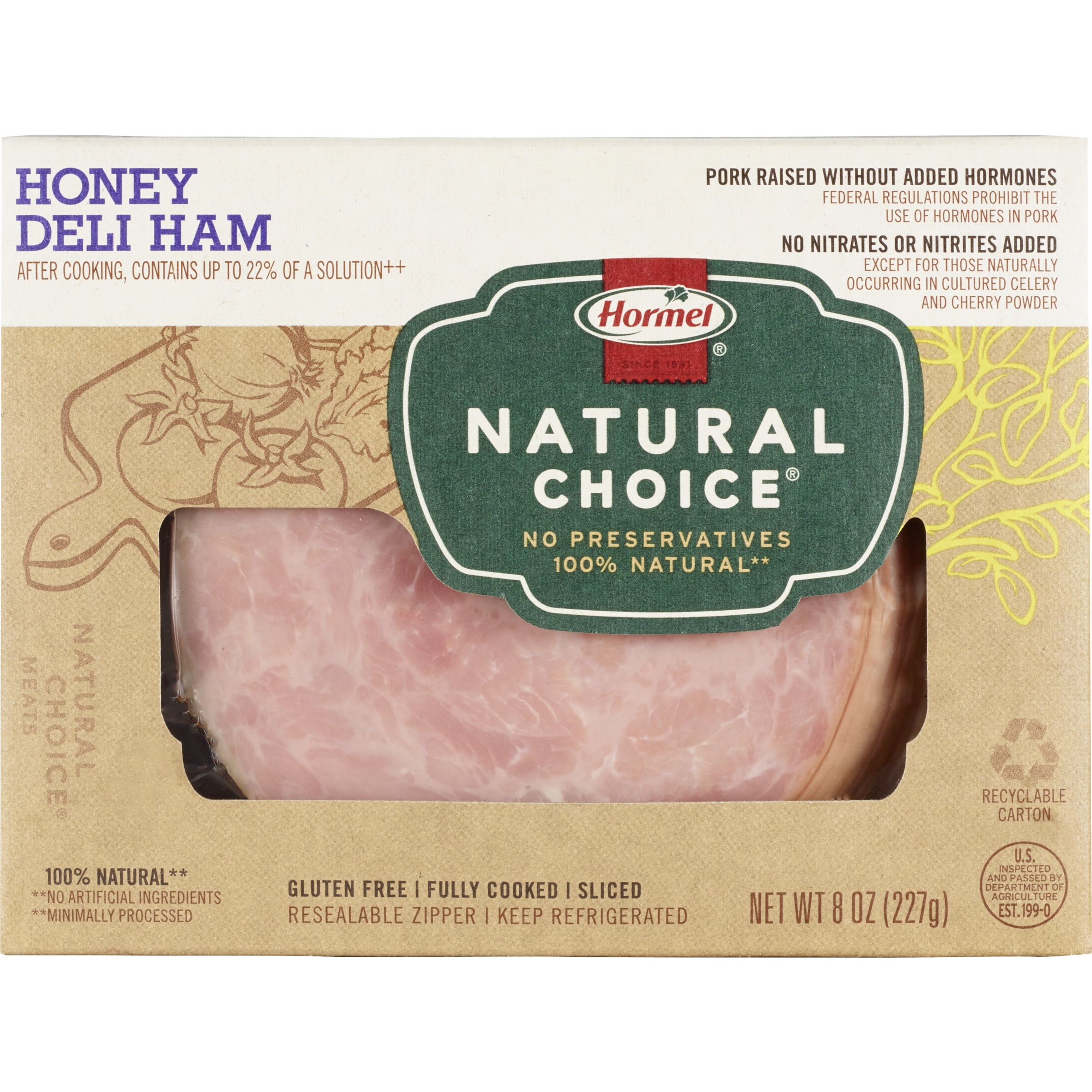 HORMEL NATURAL CHOICE Deli Meat, Gluten Free, Honey Deli Ham, Serving ...