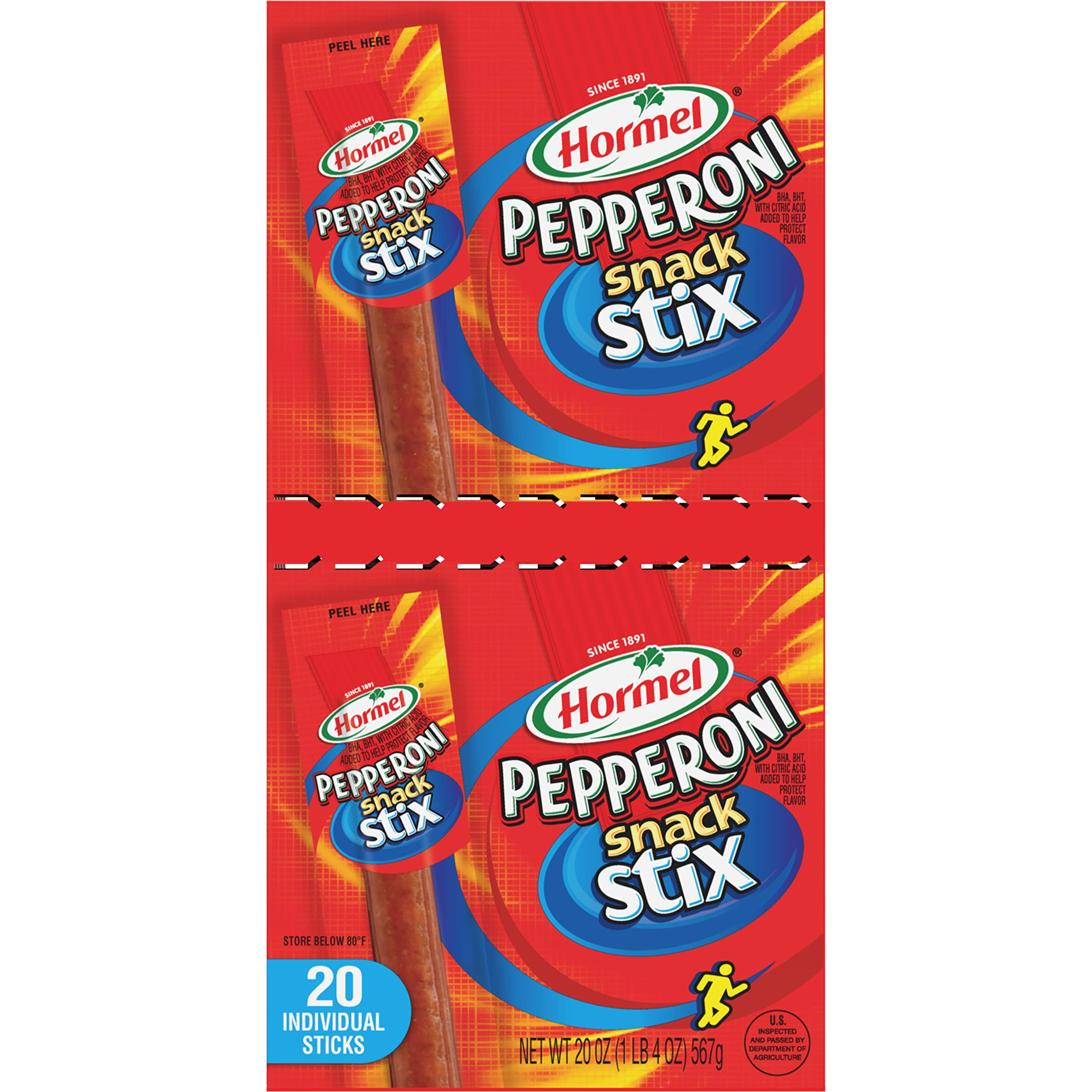 HORMEL Pepperoni Snack Stix, MZF22 20 oz. (20 individually wrapped 1 oz ...