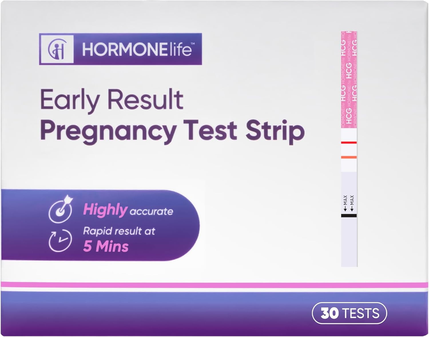 HORMONElife Early Result Pregnancy Test Strips, Ultra Sensitive 10 mIU ...