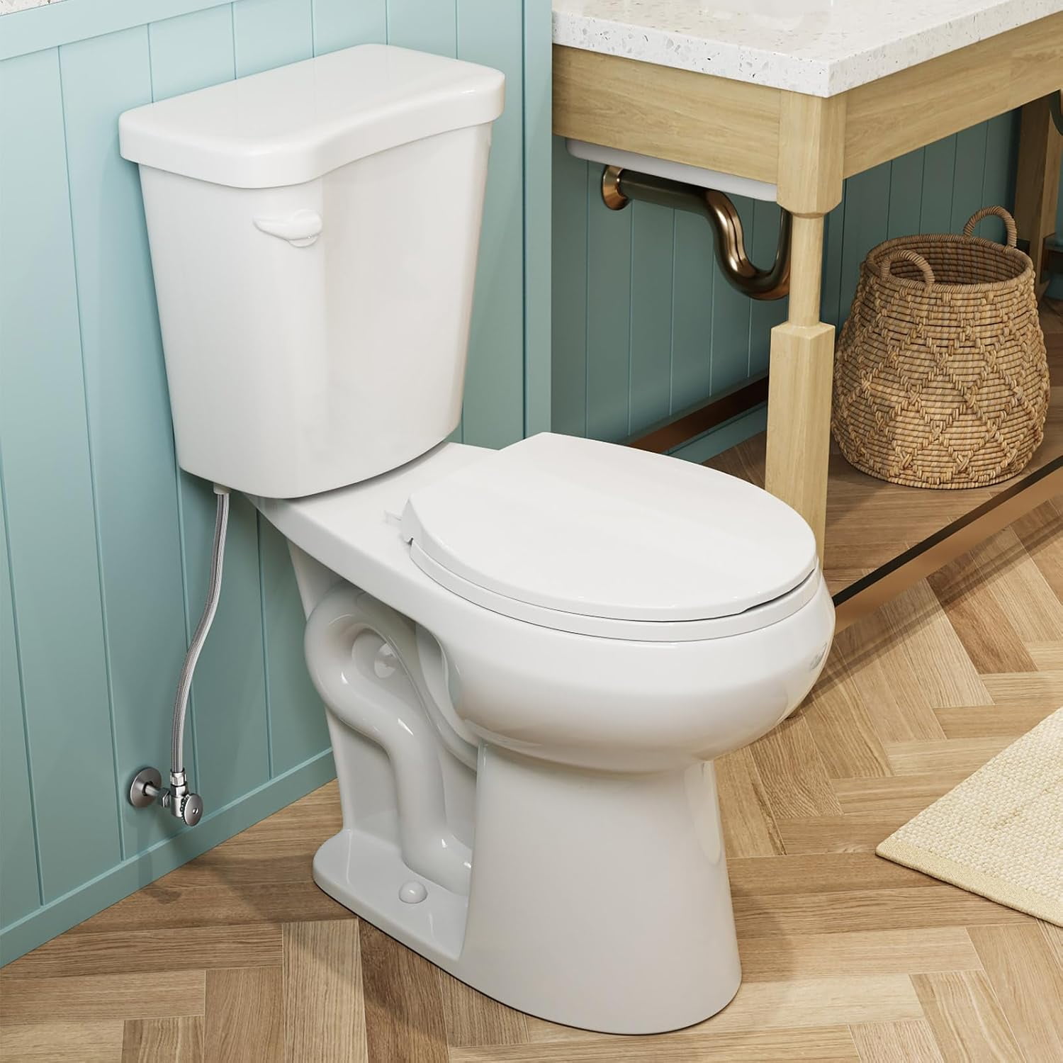 HOROW 19''Tall Round Two-Piece Floor Mounted Toilet 1.28 GPF MAP 1000g ...