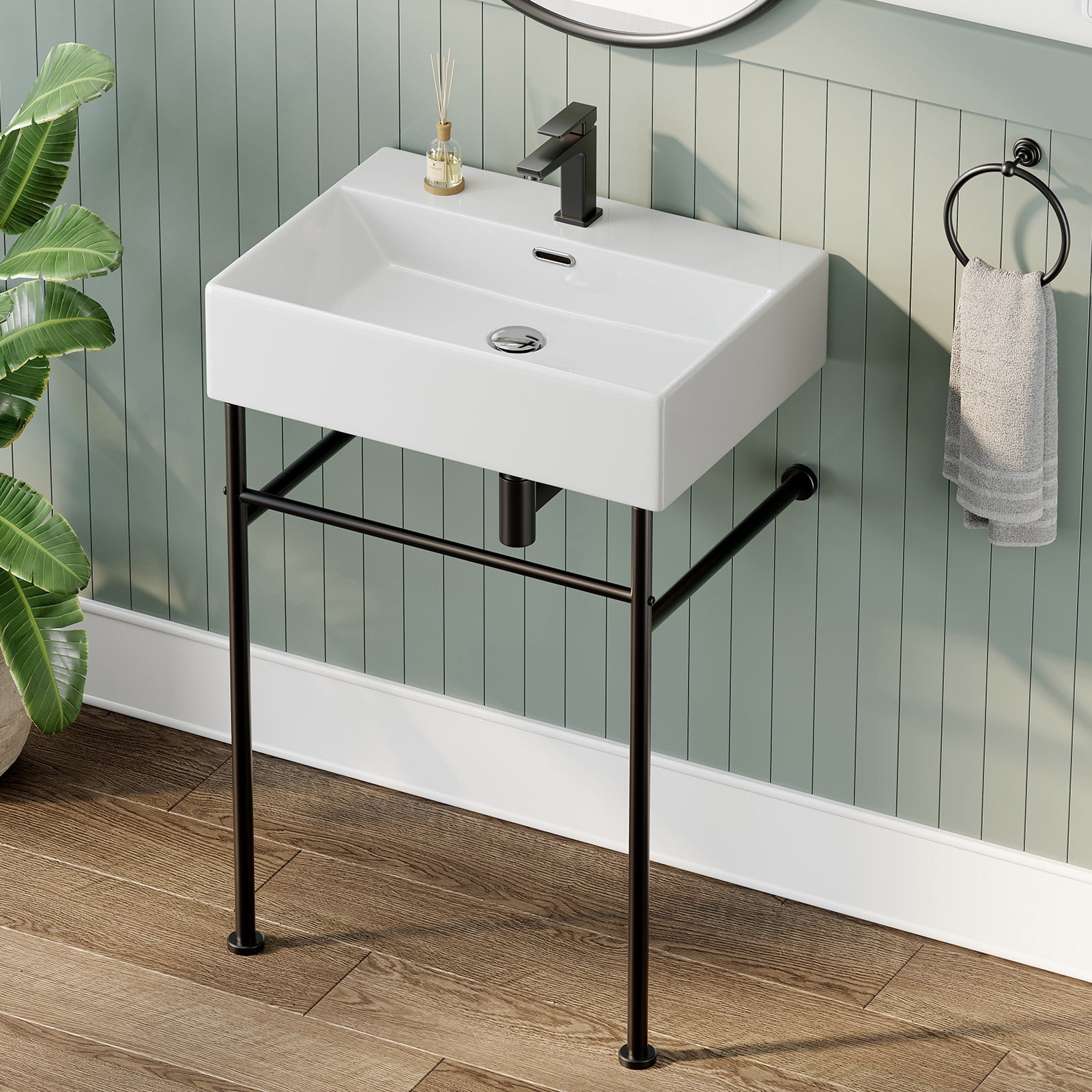 HOROW 24" Console Bathroom Sink,Free Standing 30 Inch Stainless Steel ...