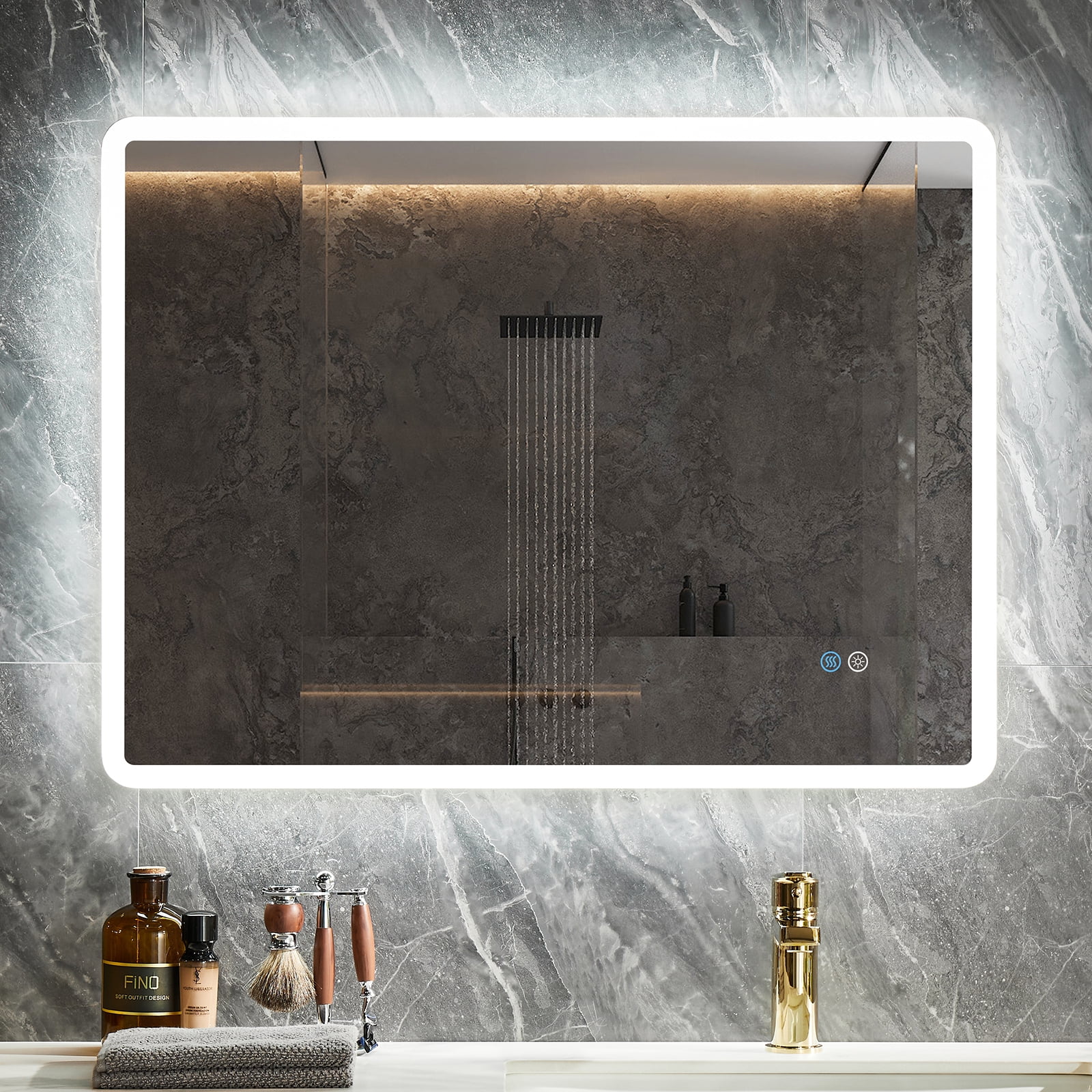 HOROW 28"x36" Led Smart Bathroom Mirror with Lights Anti-Fog Wall ...