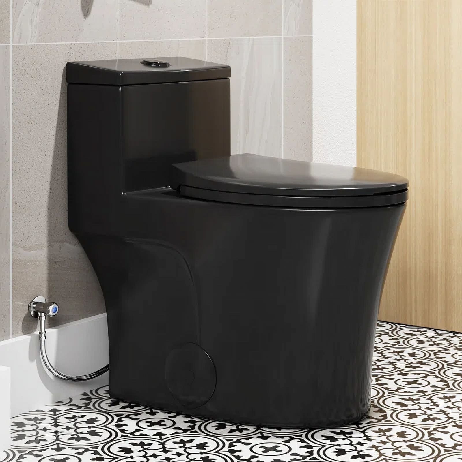 HOROW One Piece Elongated Toilet, Compact Dual Flush, 17.3" ADA Seat ...