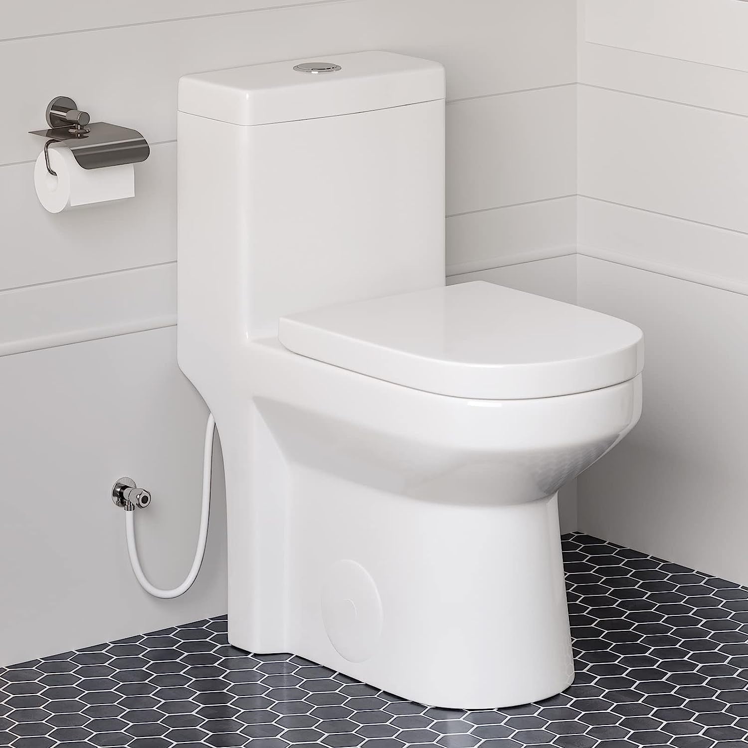 HOROW HT1000 Dual Flush One Piece Toilet, Modern Small Toilet with Soft ...