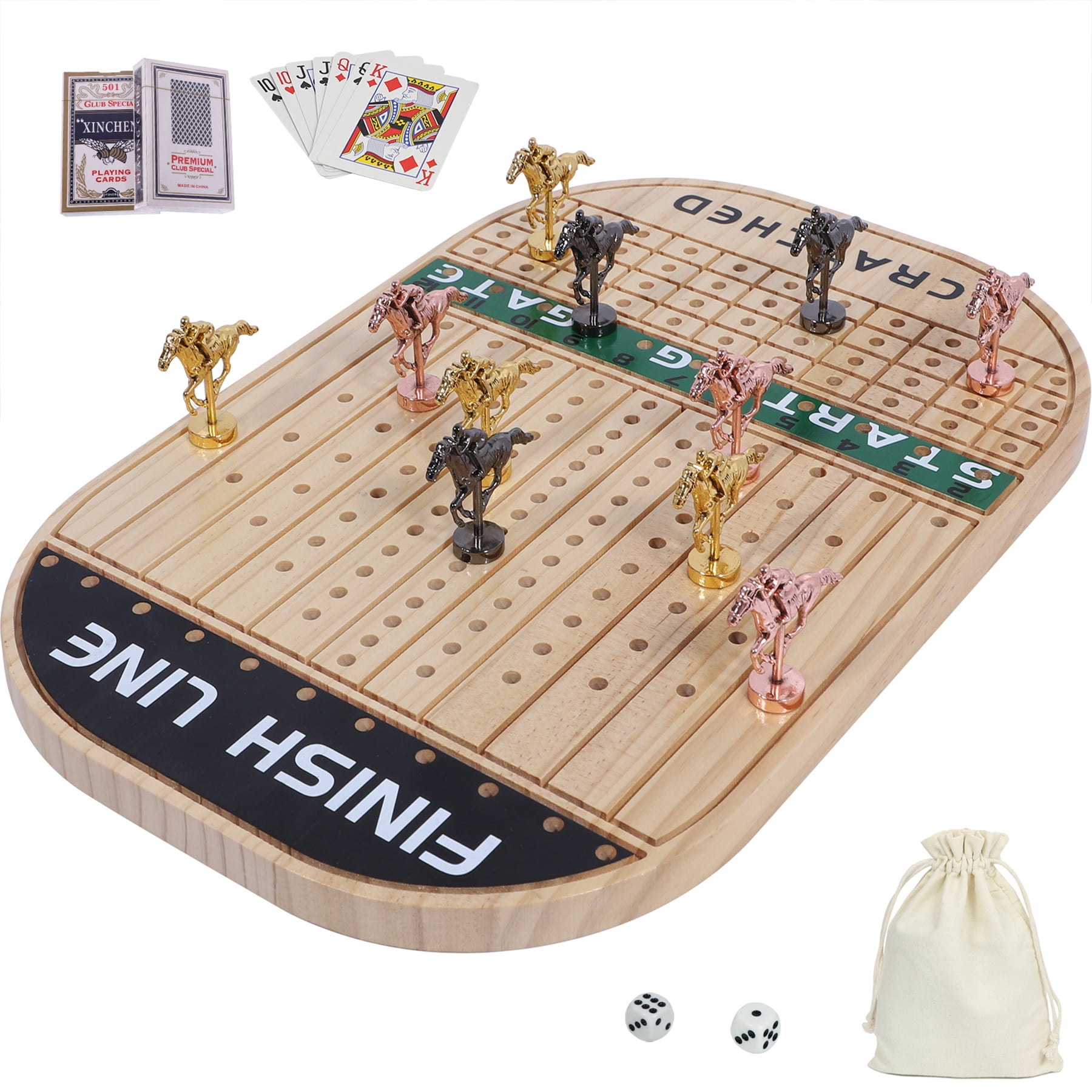 Luxurious Horse Race Board Game with 11 Metal Horses, 4 Dice, 2 Card ...