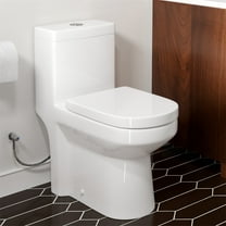 Modern Round Toilet, Compact One Piece Toilet with Dual Flush 0.9/1.28 ...