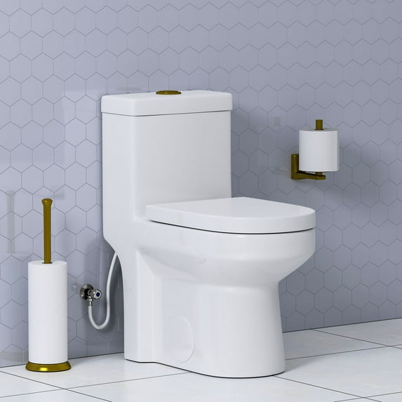 HOROW Compact 1.28GPF Dual Flush One Piece Toilet with Seat - Efficient ...