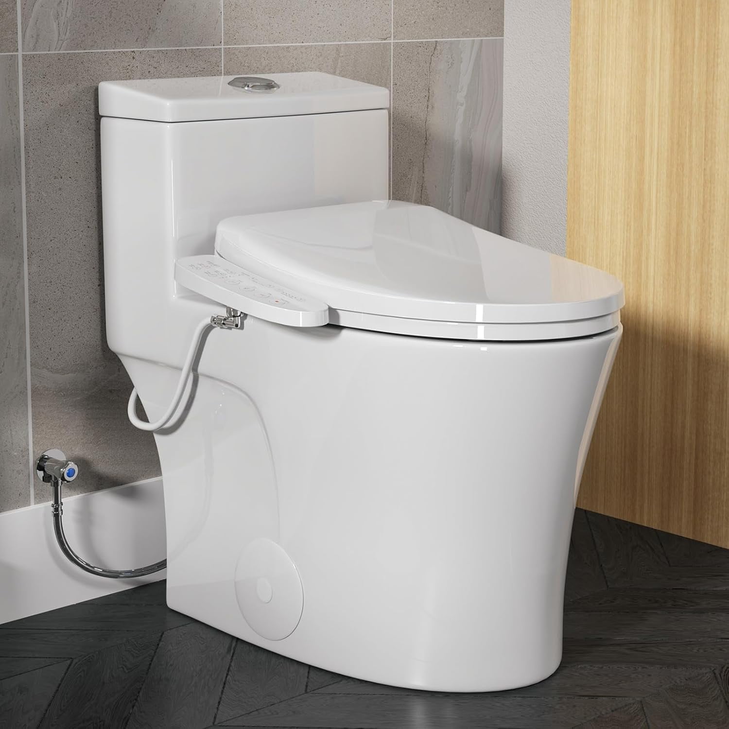 HOROW T0338W-10 Elongated One Piece Toilet With Bidet Toilet Seat ADA ...