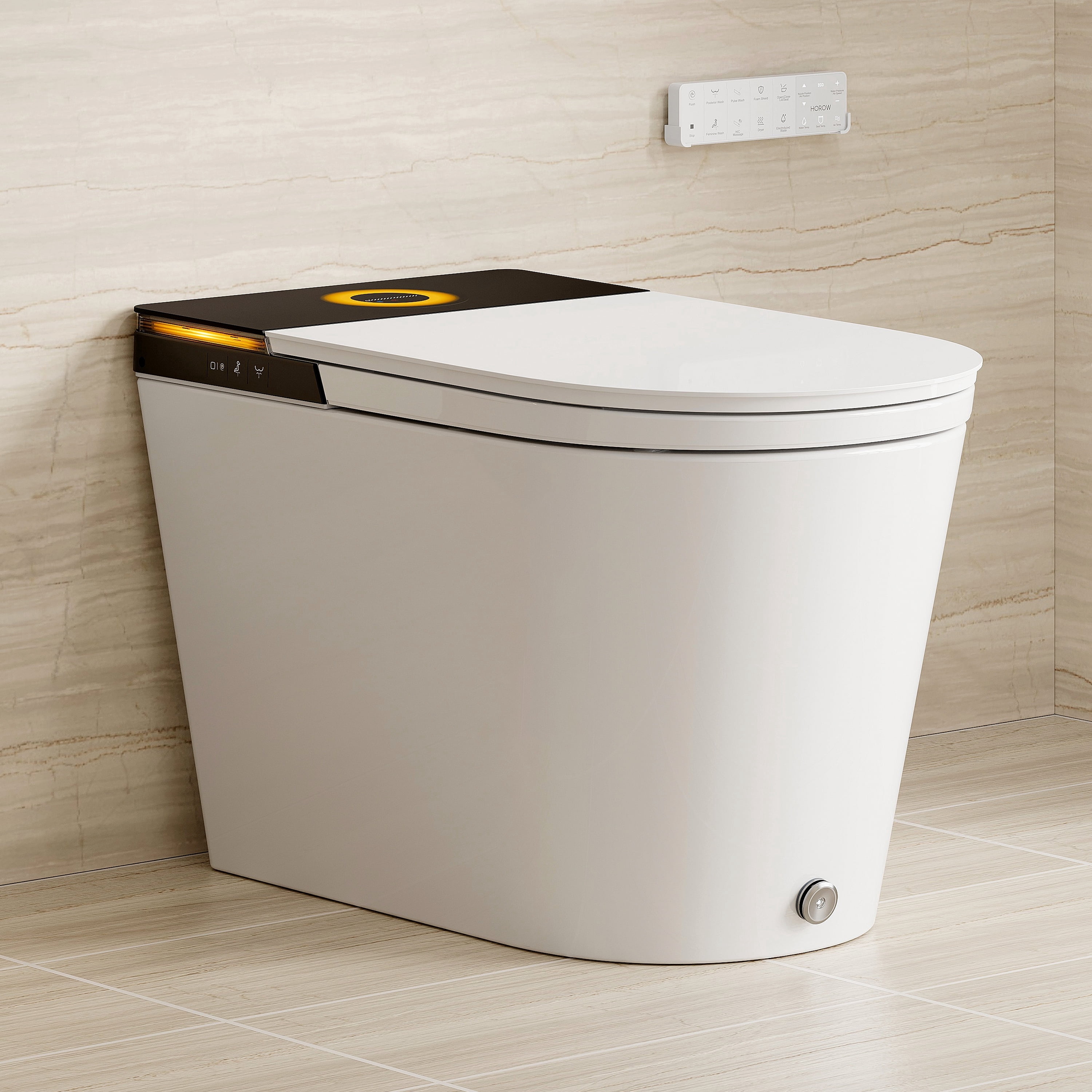 HOROW X70 Luxury Elongated Bidet Smart Toilet with Auto Open/Close Lid ...
