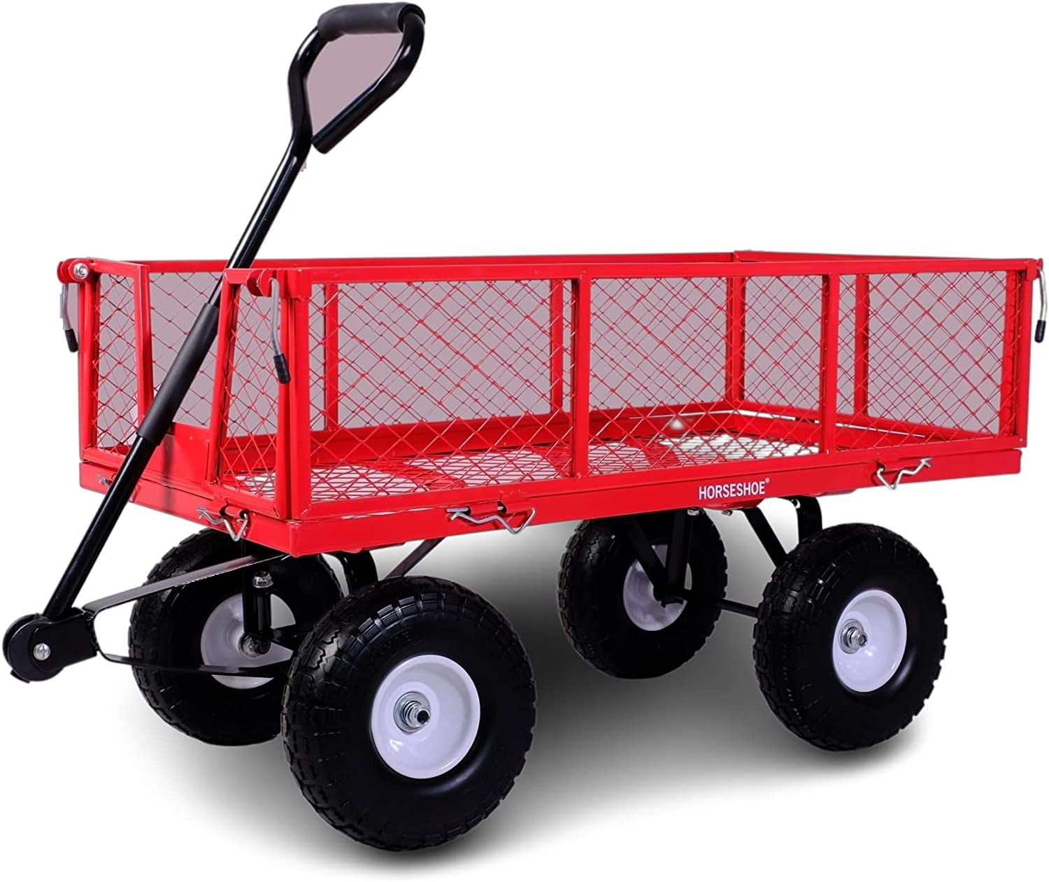 HORSESHOE Heavy Duty Steel Mesh Garden Cart Utility Wagon w/Removable ...