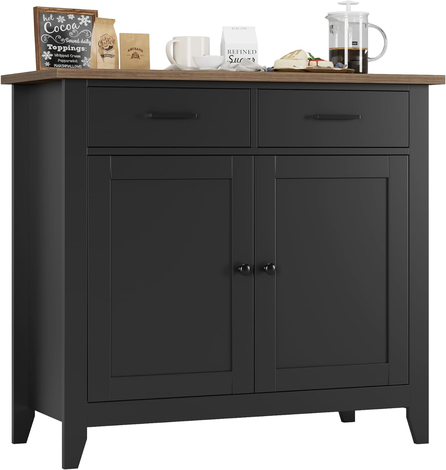 HORSTORS Kitchen Storage Cabinet, Modern Farmhouse Buffet Cabinet with ...
