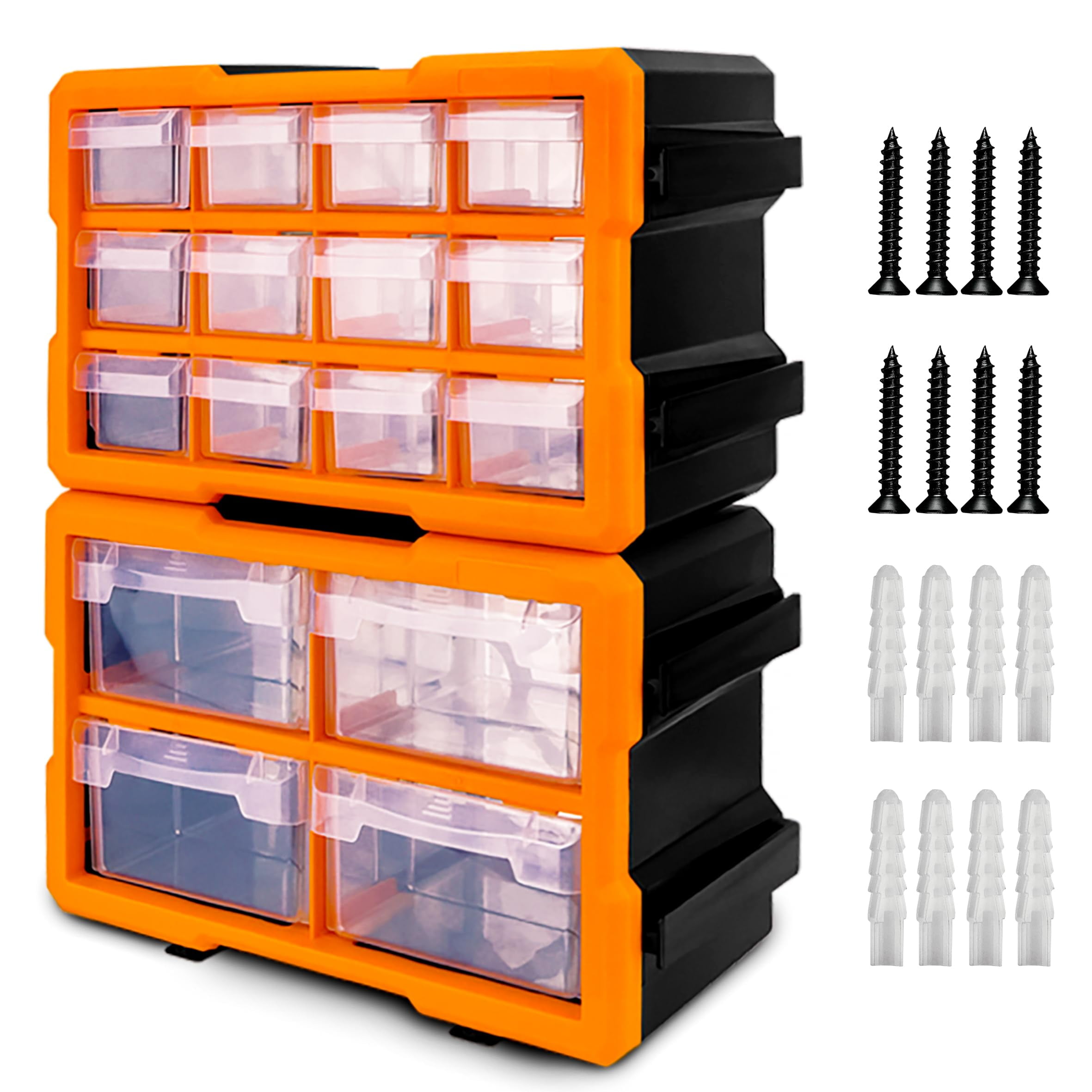 HORUSDY 16-Drawer Storage Cabinet, Wall Mountable Parts Organizer for ...