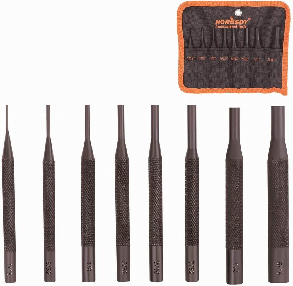 HORUSDY 8 Pieces Pin Punch Set, Gunsmithing Kit Removing Repair Tool ...