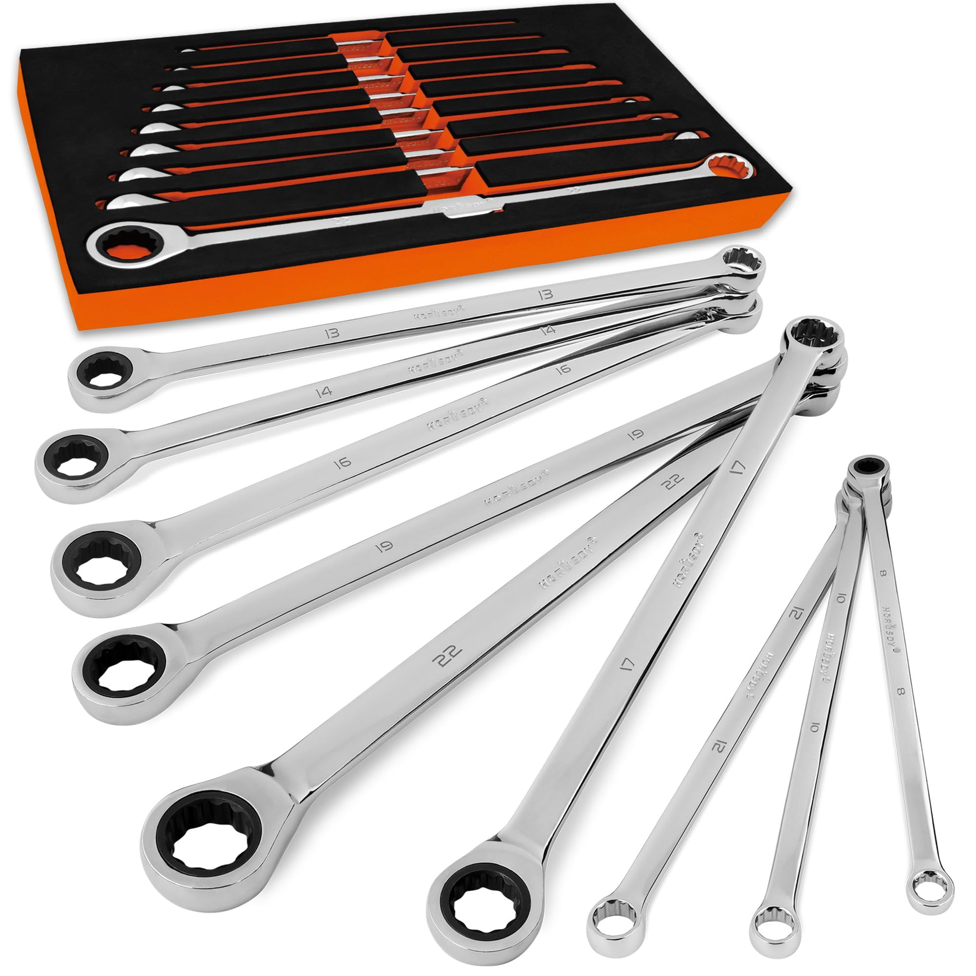HORUSDY Extra Long Ratcheting Wrench Set, 8-22MM Double Box End, 9 ...