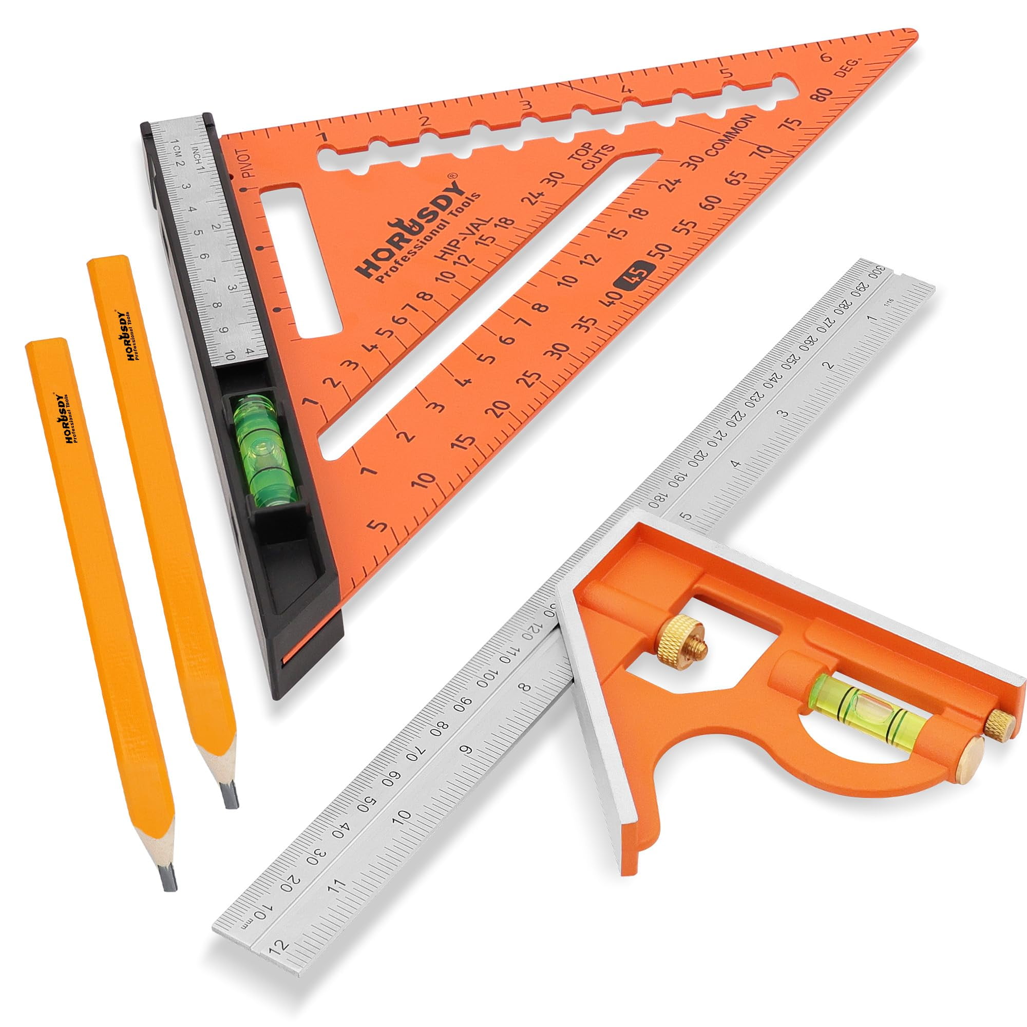 HORUSDY Rafter Square and Combination Square Tool Set | 7 Inch ...