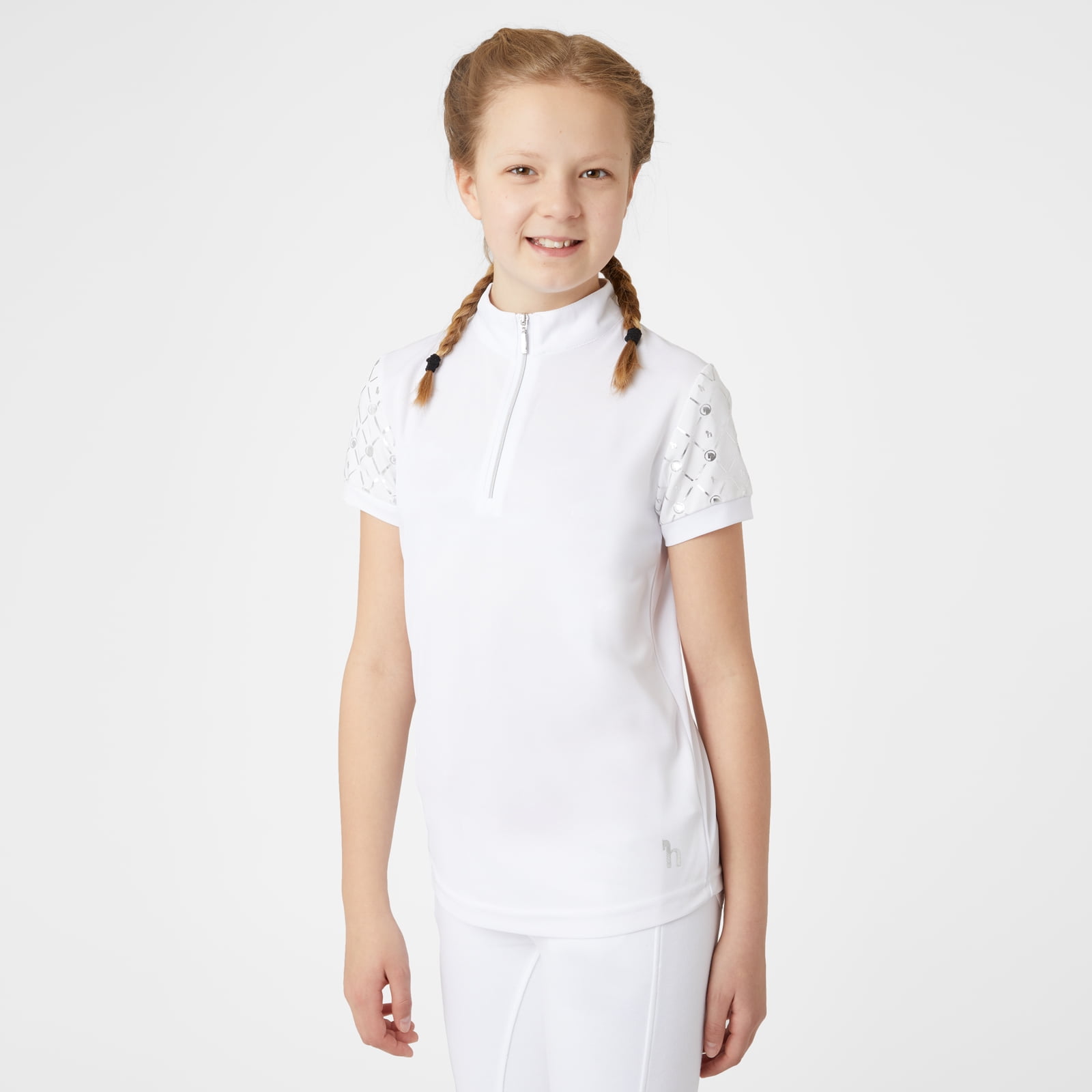 HORZE Fia Kids' Short Sleeve Moisture-Wicking Equestrian Riding Shirt ...