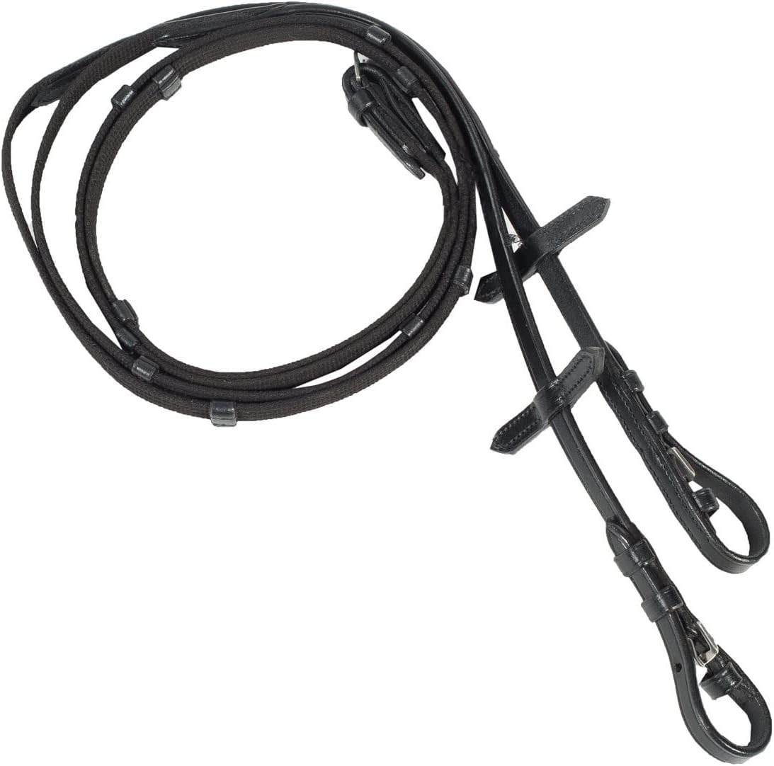 HORZE Slender Grippy Horseback Riding English Web Reins with Hand Stops ...