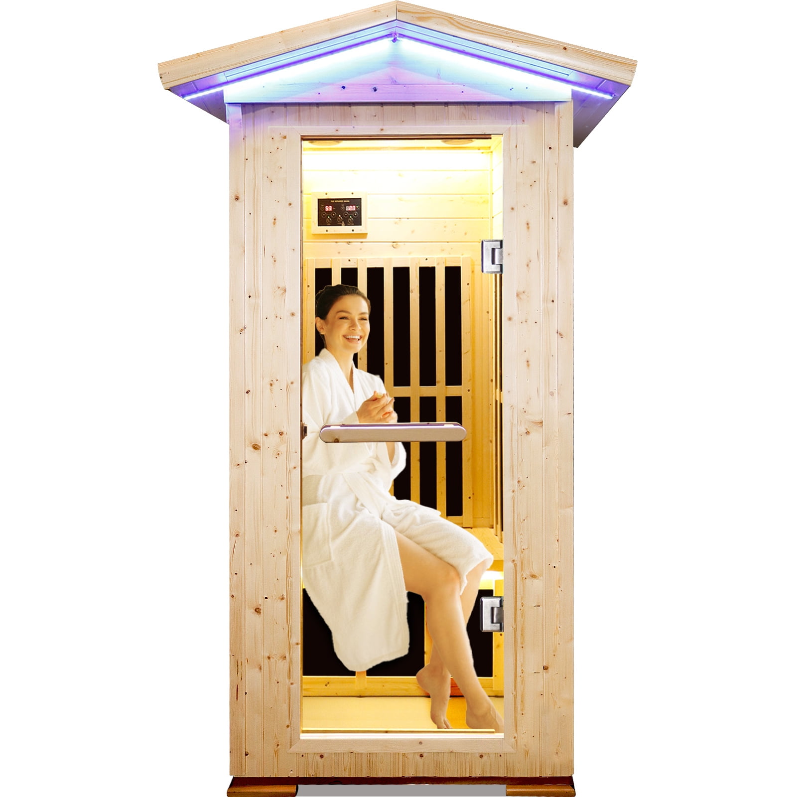 HOSAUNA Outdoor Sauna 1 Person for Home Backyard Sauna Outdoor Infrared ...