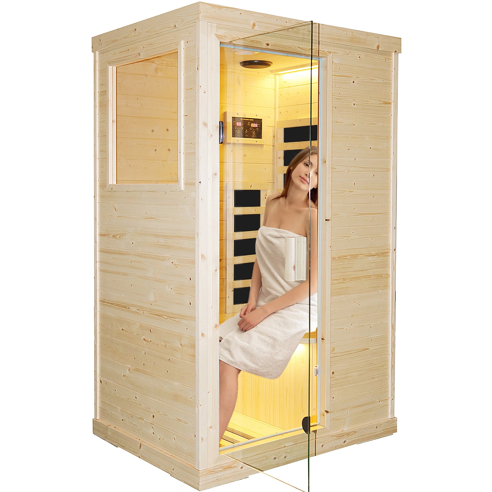 HOSAUNA Saunas Far Infrared Sauna for Home 1 Person Sauna with Spruce ...