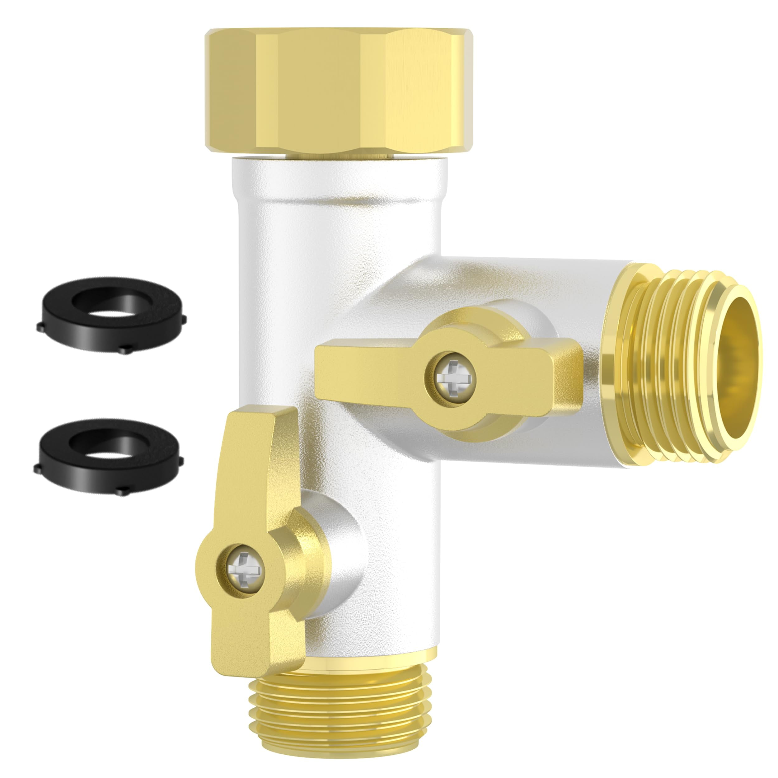 HOSEFACT Garden Hose Splitter, 2 Way Solid Metal Vertical T Type Spigot ...