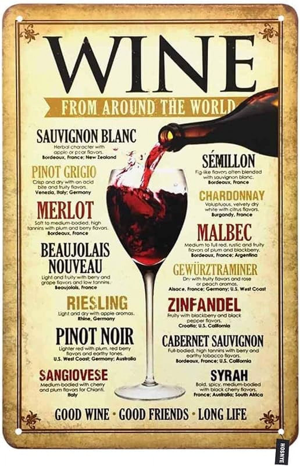 HOSNYE Wine from Around The World Tin Sign Vintage Poster Advertised ...