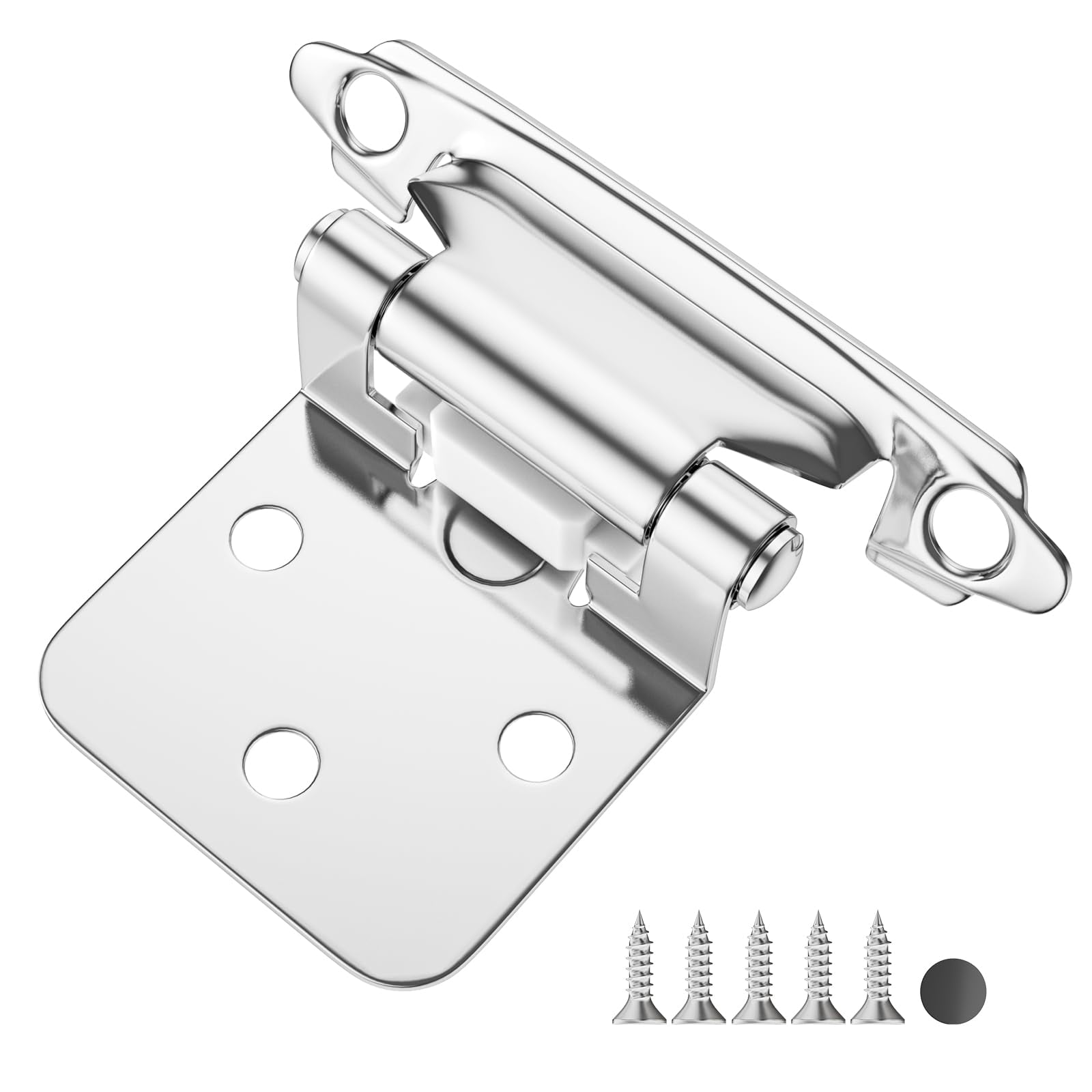 HOSOM 50 Pack Cabinet Hinges - Brushed Nickel, 1/2 Inch Overlay, Flush ...