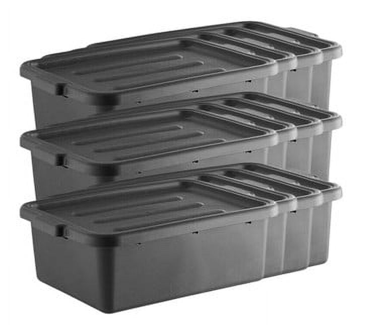 HOSPO Black Polypropylene Food Service Tub with Secure Cover, 20" x 15 ...