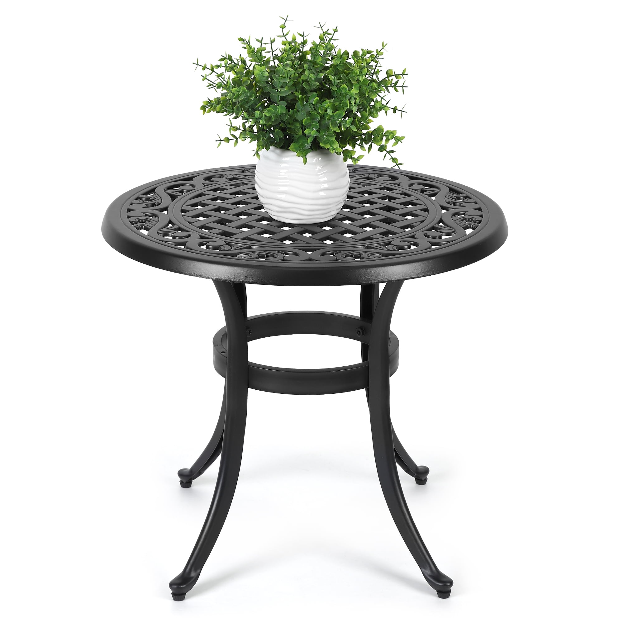 HOSSLLY 23.22" Round Cast Aluminum Patio Bistro Table, Bistro Table ...