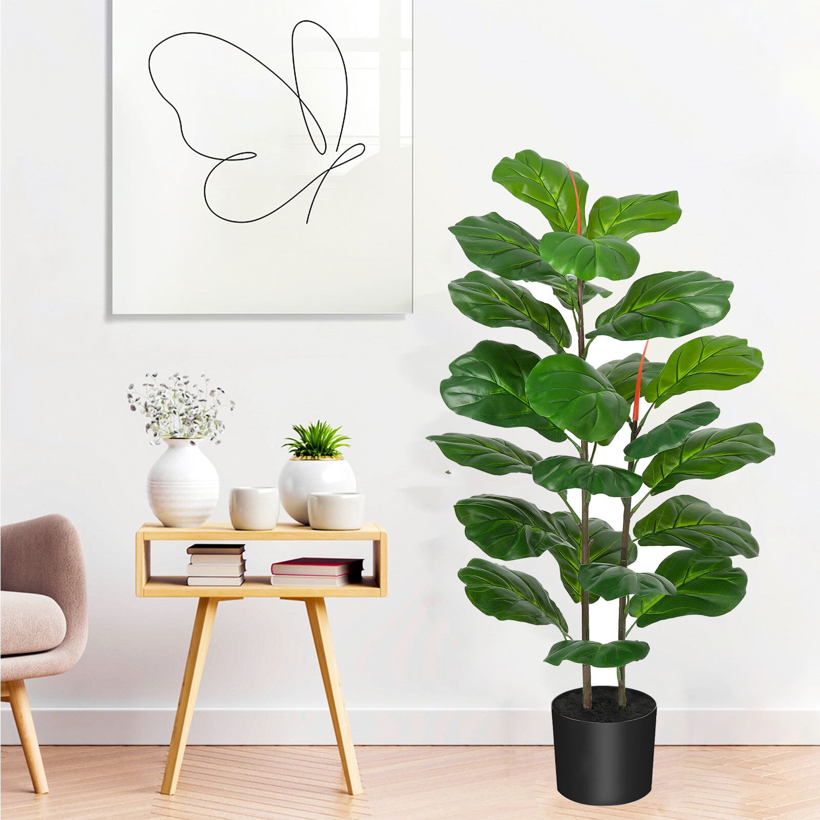HOSSLLY 3.25ft Artificial Natural Fig Tree Bush Indoor/Outdoor ...