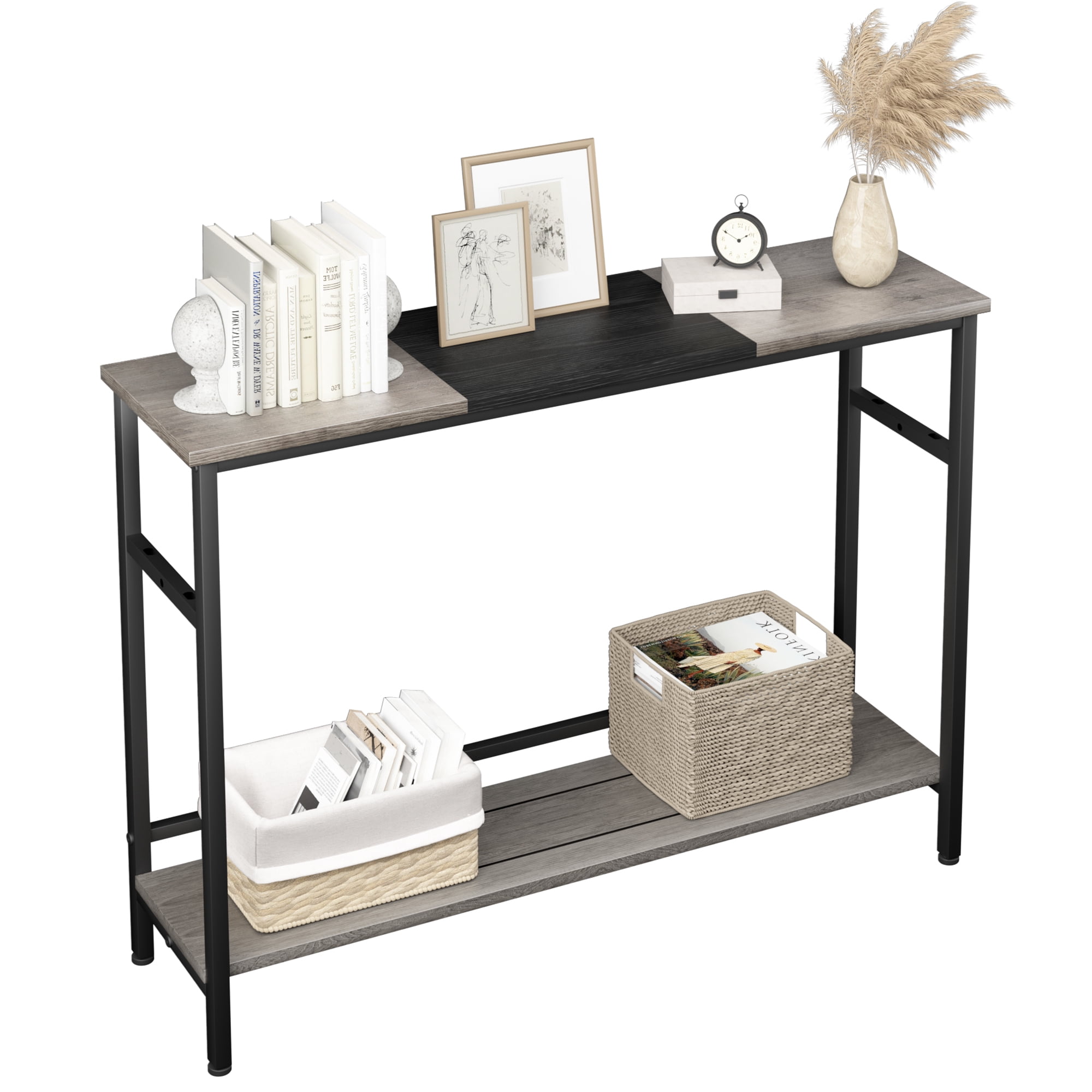 HOSSLLY Console Table, 2-tier Small Narrow Entryway Table with Storage ...