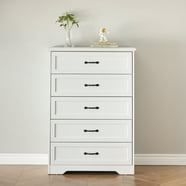 Homfa 5 Drawer Tall Dresser, Wooden Assembled Deep Storage Cabinet ...
