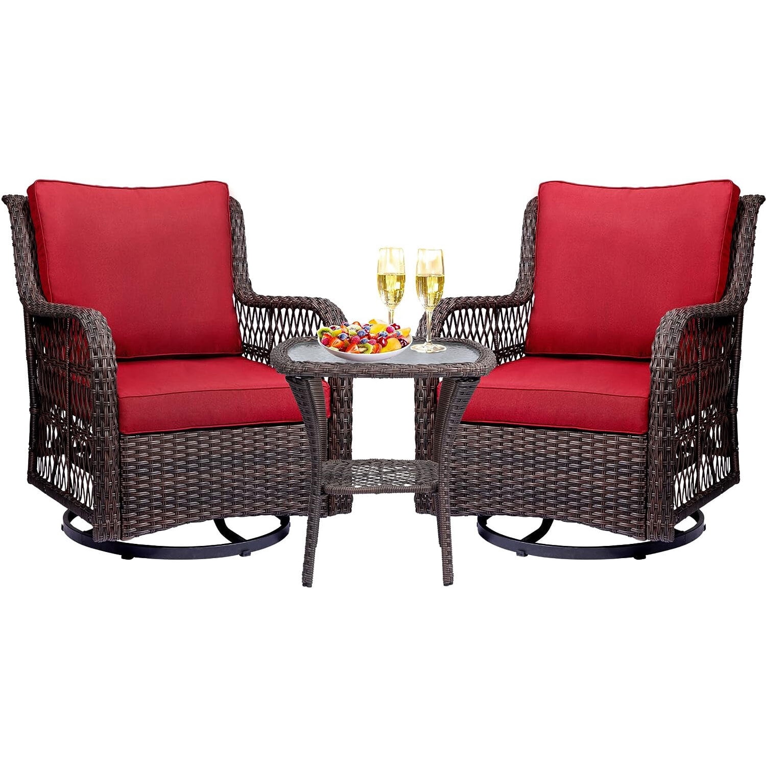 HOSSLLY Outdoor Swivel Rocker Patio Chairs Set of 2 and Matching Side ...