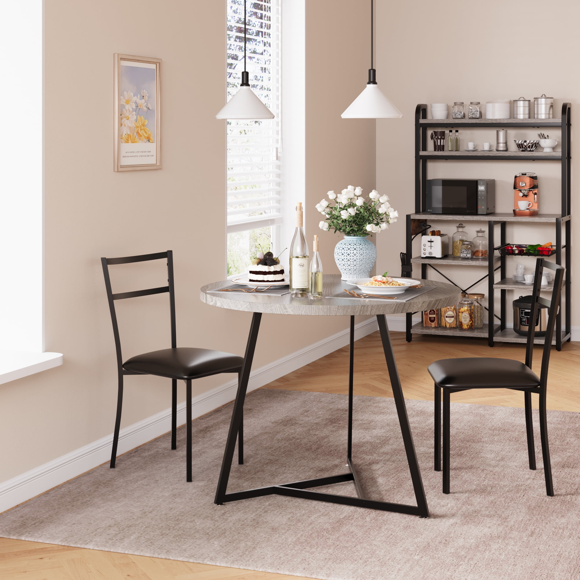 HOSSLLY Round Kitchen Chairs for 2 Modern Dining Room Table Set for ...