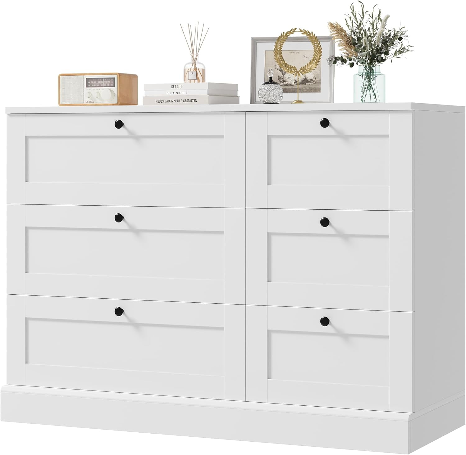 HOSTACK 6 Drawer Dresser, White Dresser for Bedroom, Wood Chest of ...