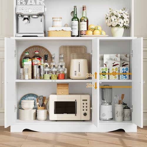 HOSTACK 72" H Tall Bookshelf with Cabinets, Wide Bookshelf and Bookcase ...