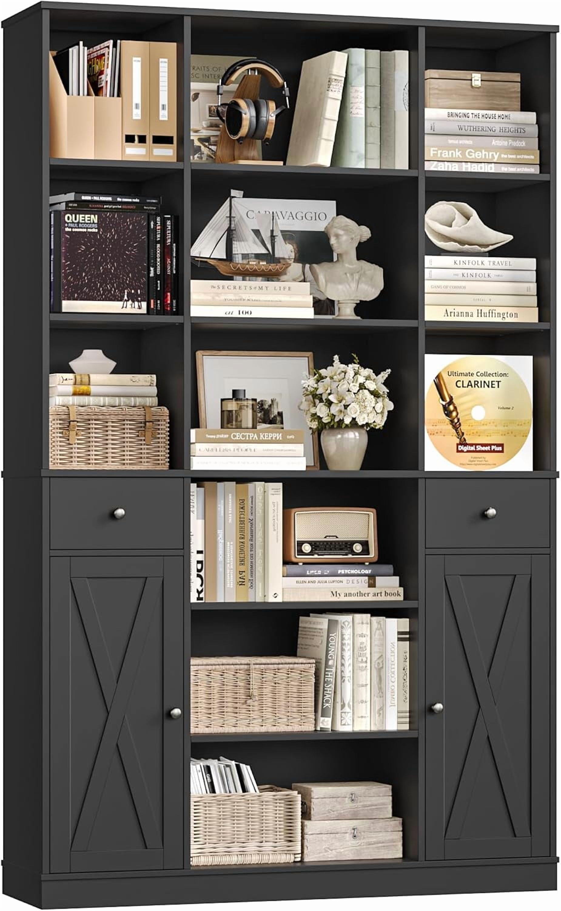 HOSTACK 74" Tall Book Shelf and Bookcase, 45" Wide Bookcase with Doors ...