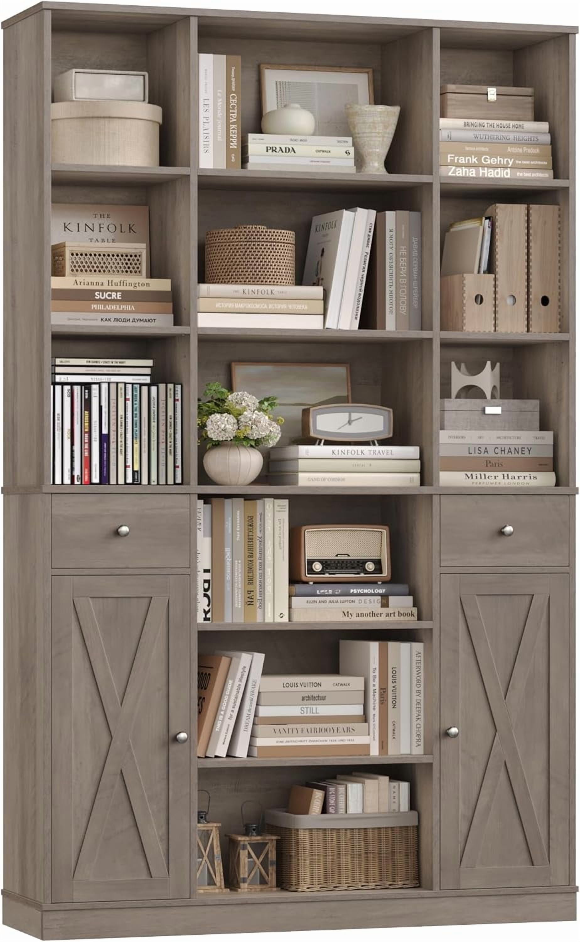 HOSTACK 74" Tall Book Shelf and Bookcase, 45" Wide Bookcase with Doors ...