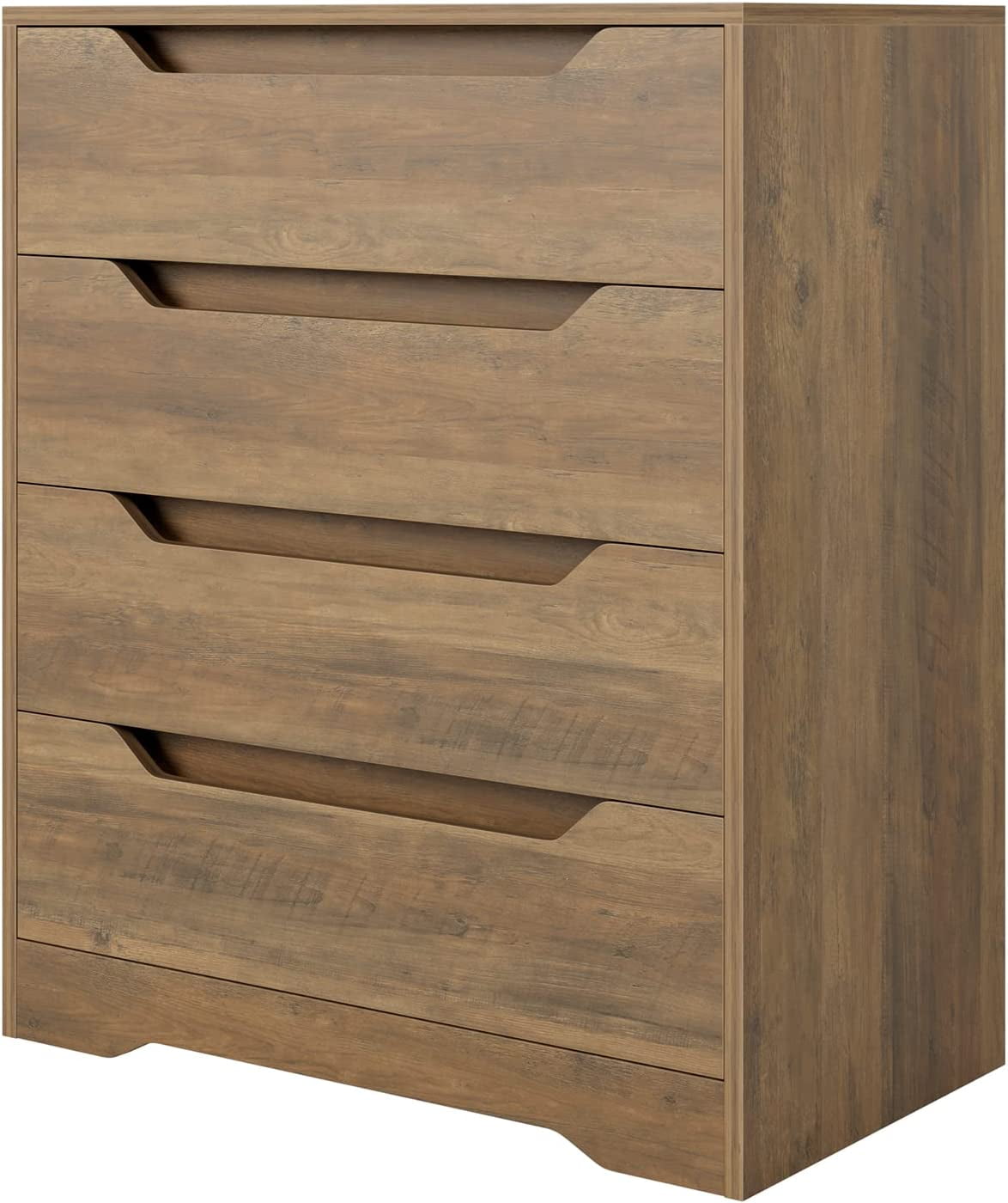 HOSTACK Brown Dresser, 4 Drawers Dresser, Farmhouse Chest of Drawers ...