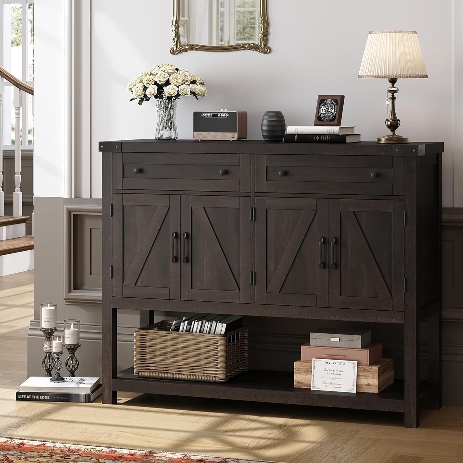 HOSTACK Buffet Sideboard Cabinet with Storage, 47.2" Modern Farmhouse ...