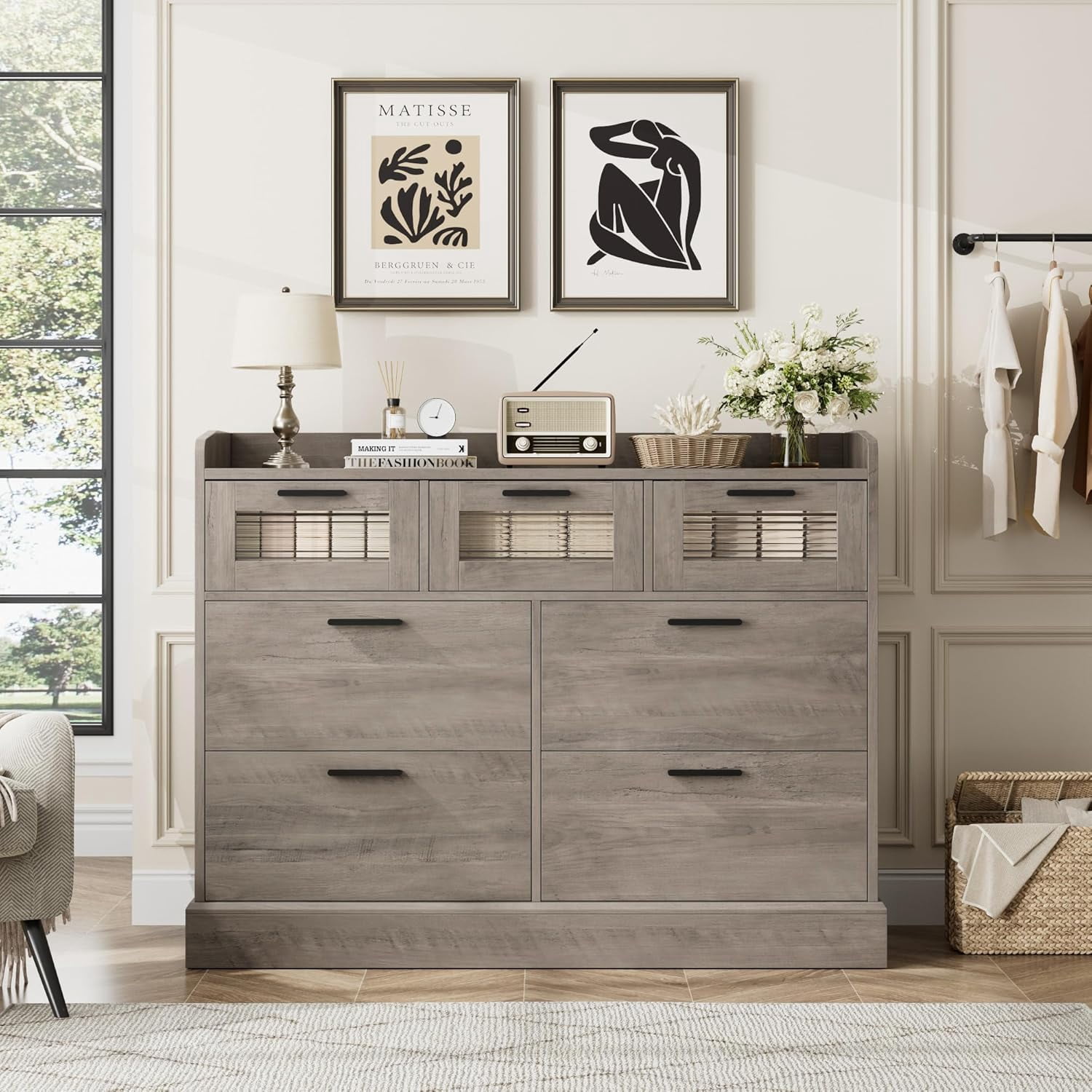 HOSTACK Modern 7 Drawer Double Dresser for Bedroom, Wide Chest of ...